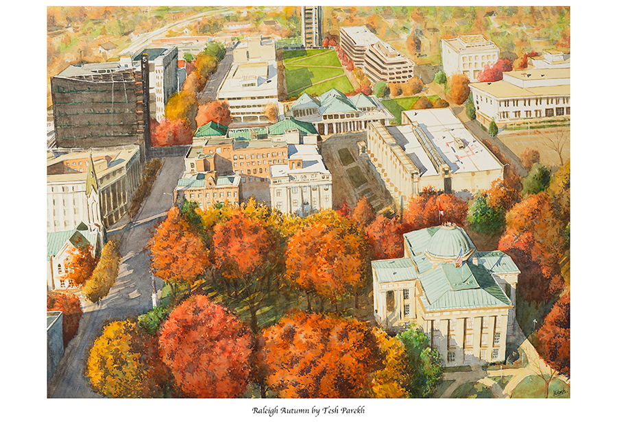 Painting of Raleigh Autumn - now available as print - Tesh Parekh Art